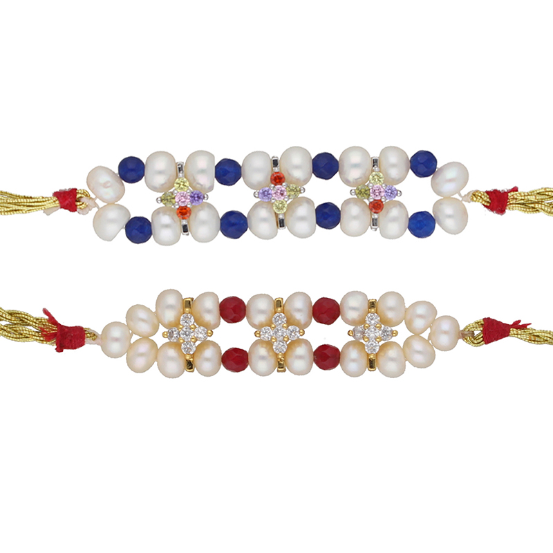 Beautiful Combo Of 2 Pearl Rakhi | Giftsmyntra.com