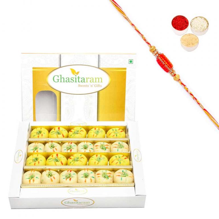 Sugarfree Mawa Peda Box with Rakhi | Giftsmyntra.com